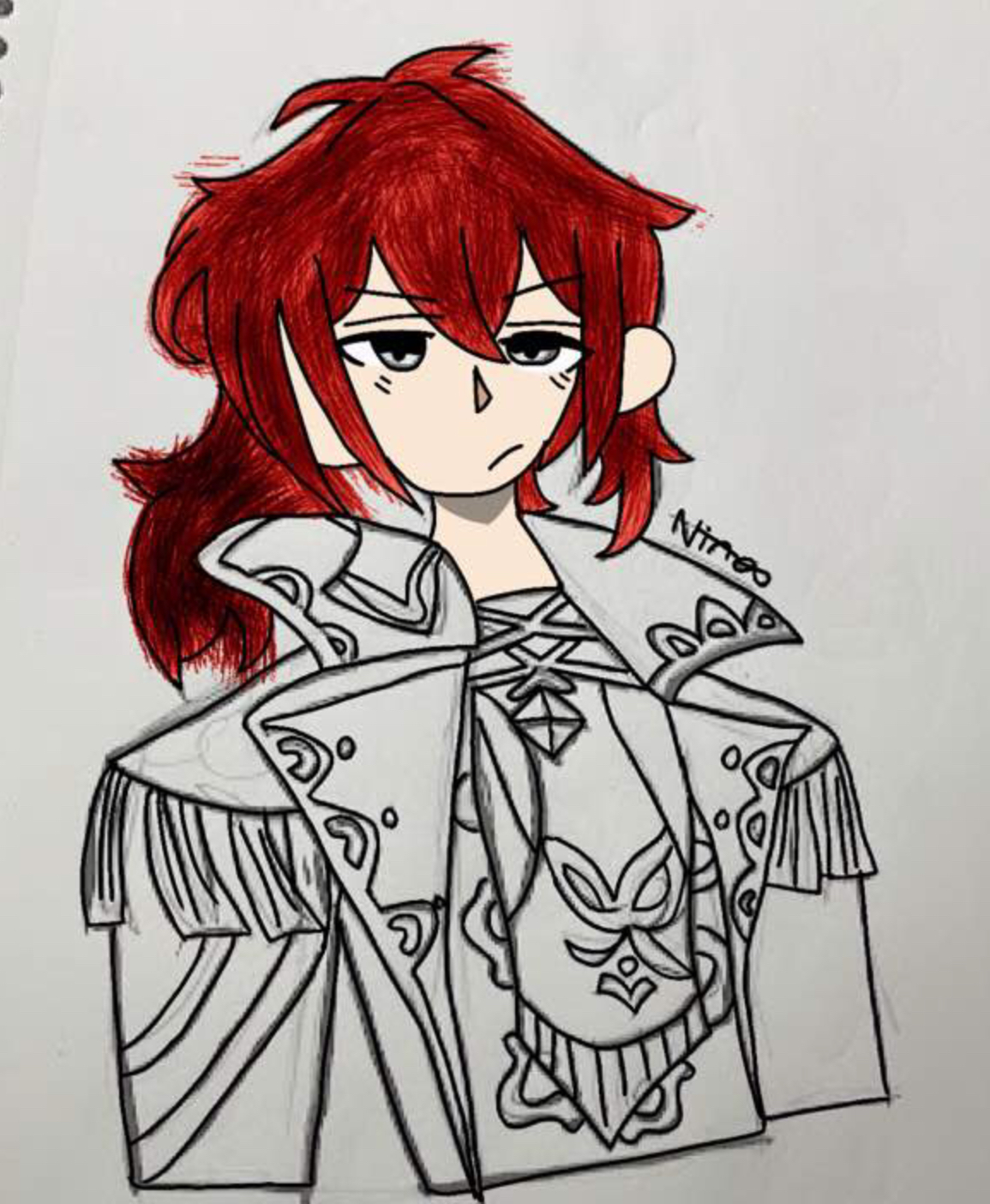 Work in progress of a Diluc drawing for Diluc’s birthday Genshin Impact ...