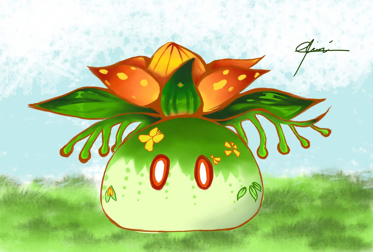 DENDRO SLIME in my digital art style :>> Genshin Impact | HoYoLAB