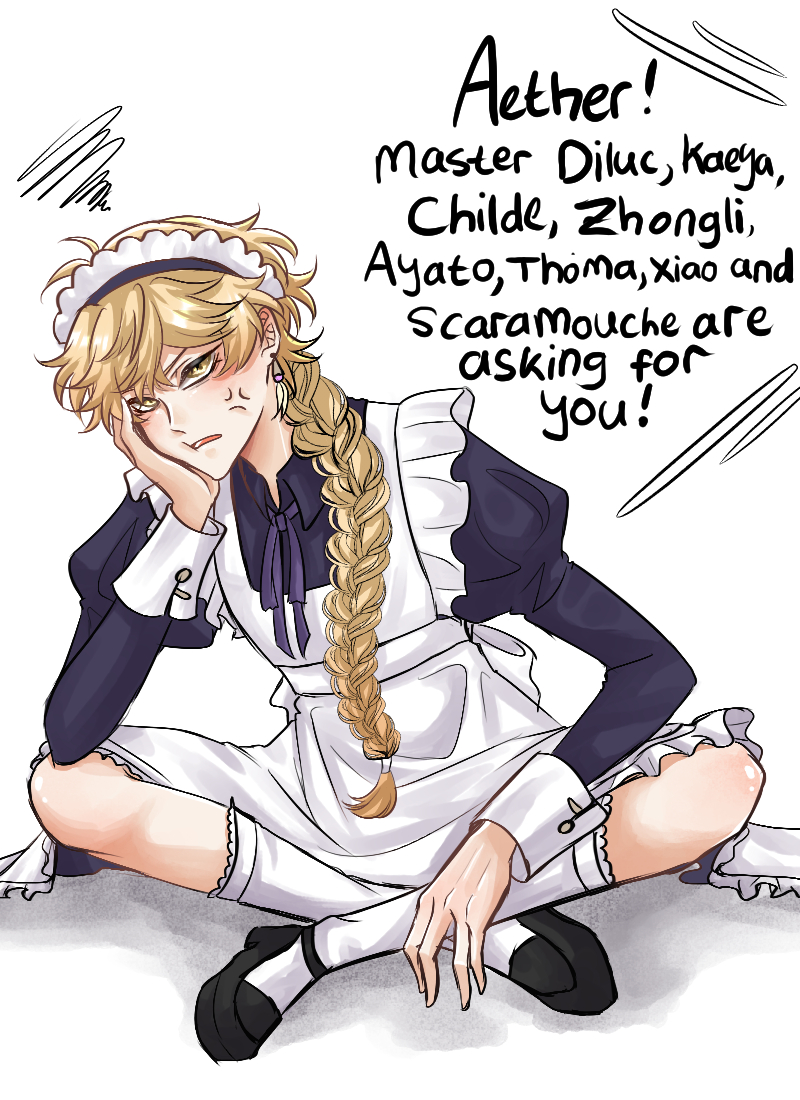 aether was helping lumine by becoming a maid Genshin Impact | HoYoLAB