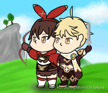 traveler & amber chibi Genshin Impact | HoYoLAB