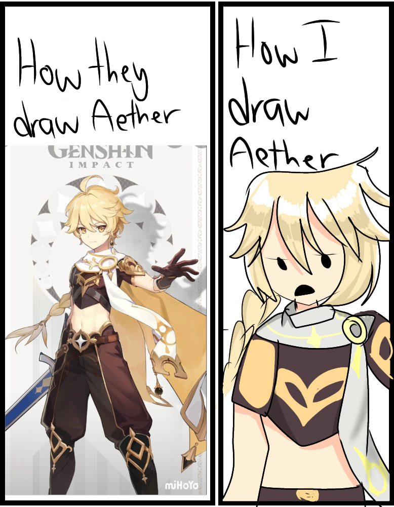 How they draw aether vs How I draw Genshin Impact | HoYoLAB
