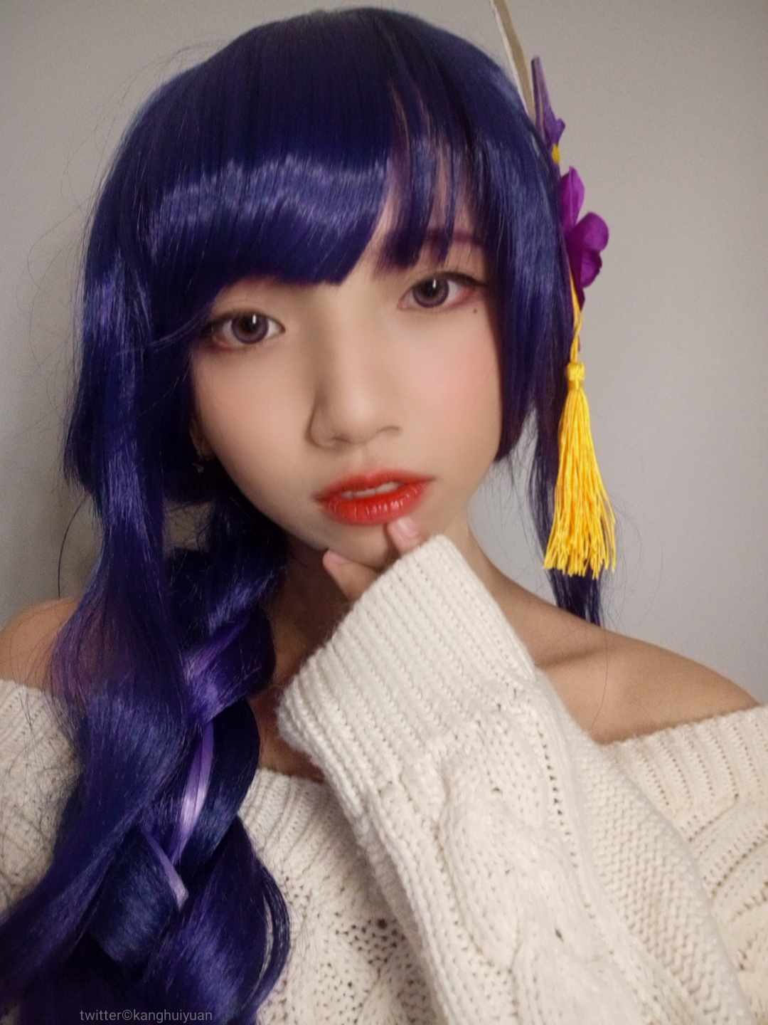 Raiden Shogun wig try on Genshin Impact | HoYoLAB