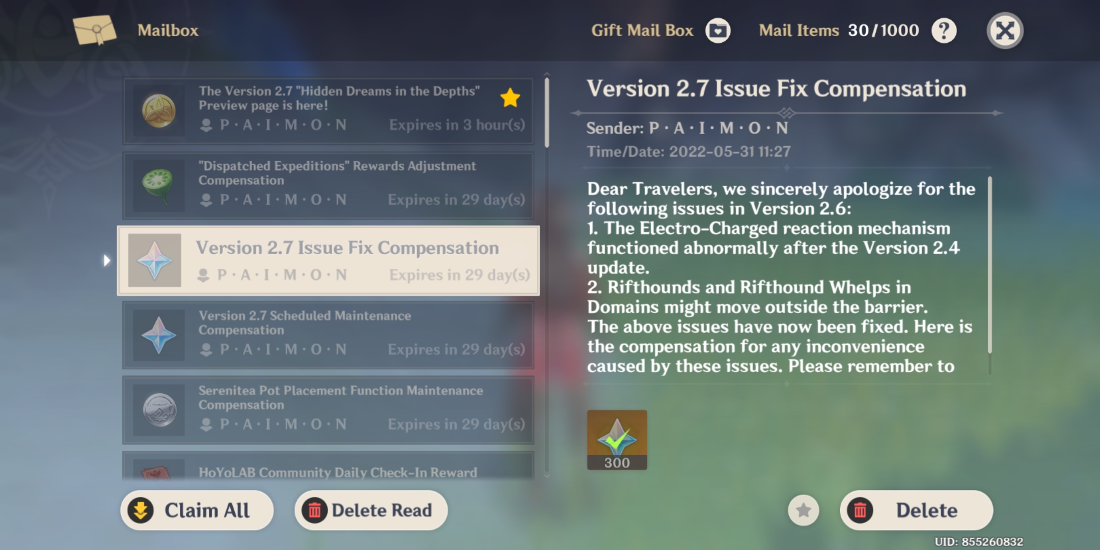 Version 2.7rewards Genshin Impact | HoYoLAB