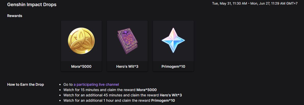 Twitch Drops is available Genshin Impact | HoYoLAB