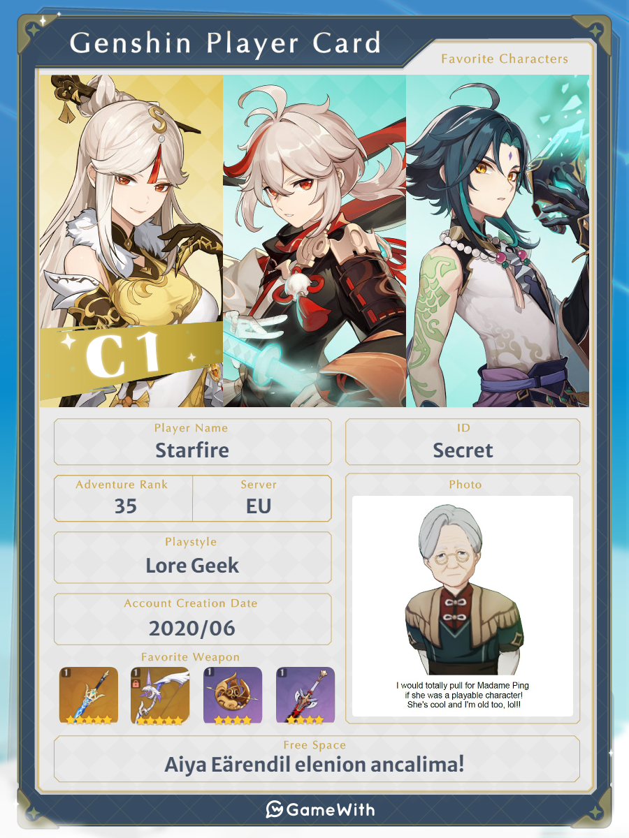 Player Card Genshin Impact | HoYoLAB
