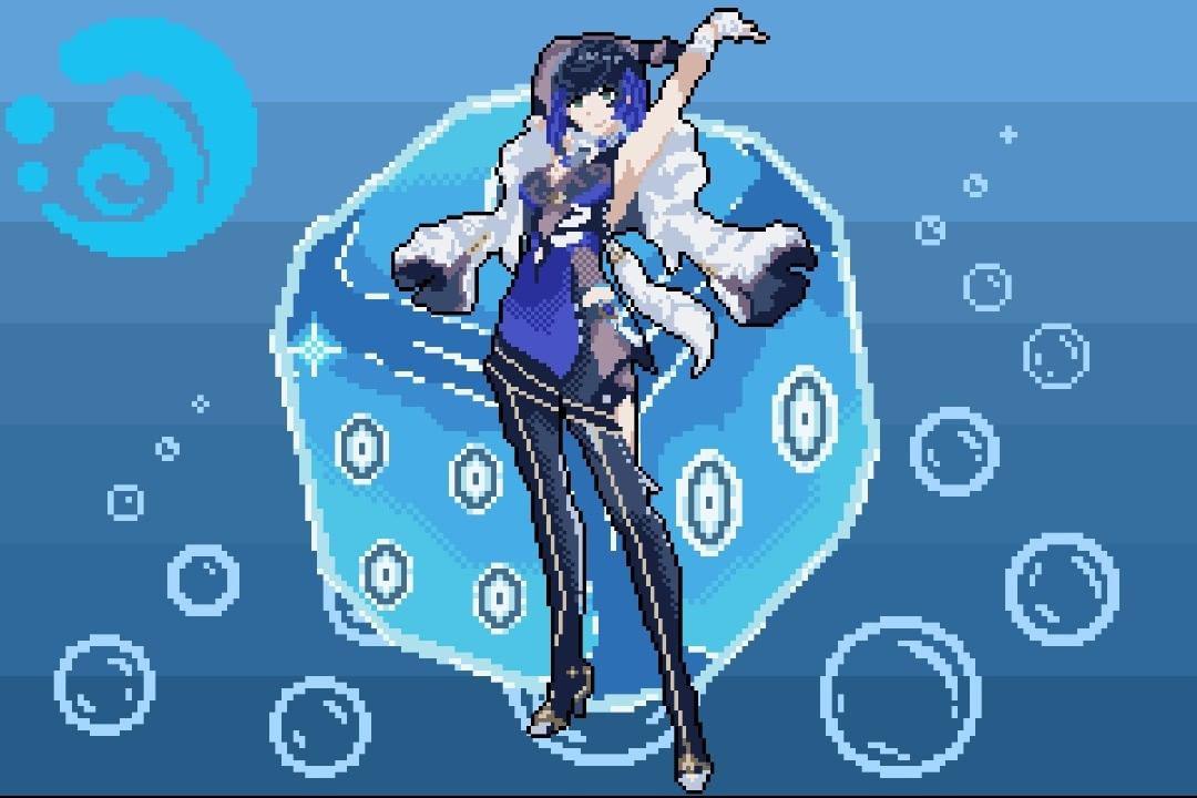 Yelan and her Dice Pixel Art