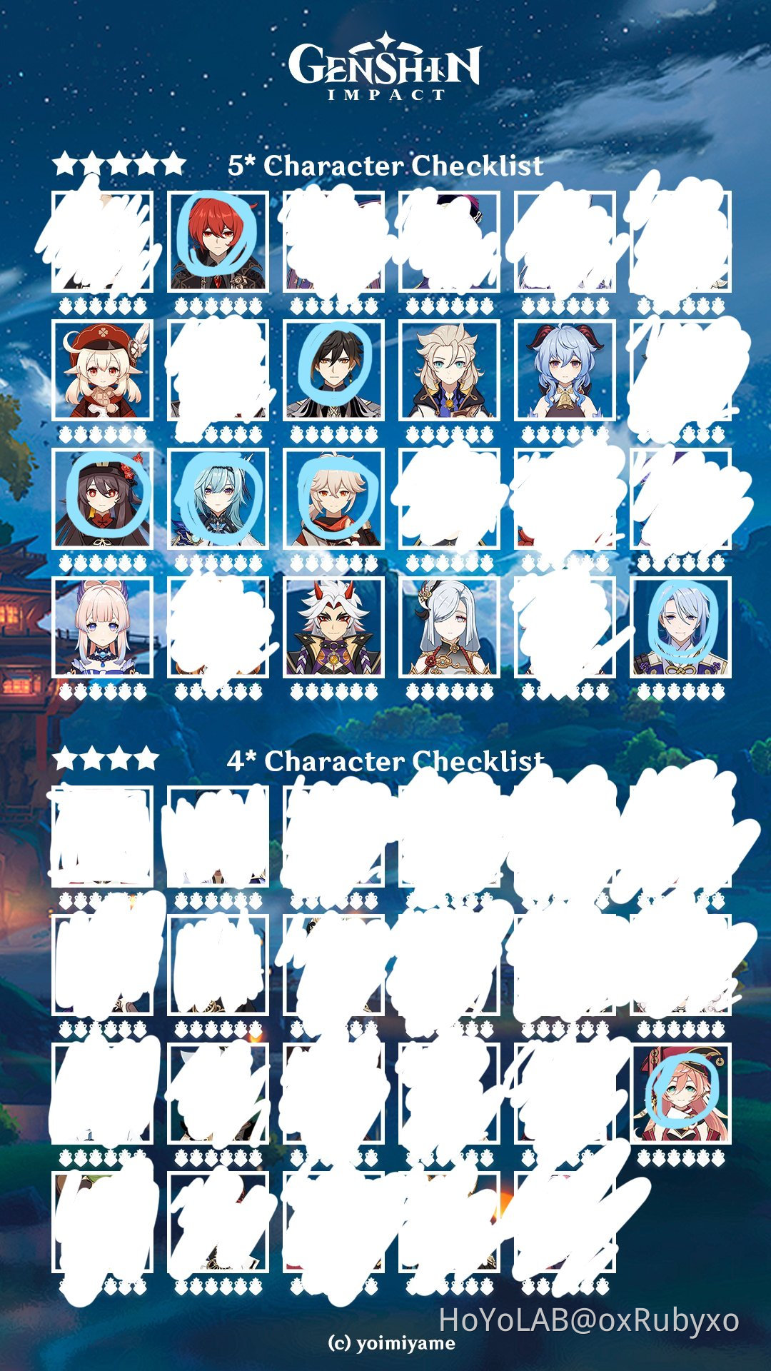 Character Checklist Genshin Impact | HoYoLAB
