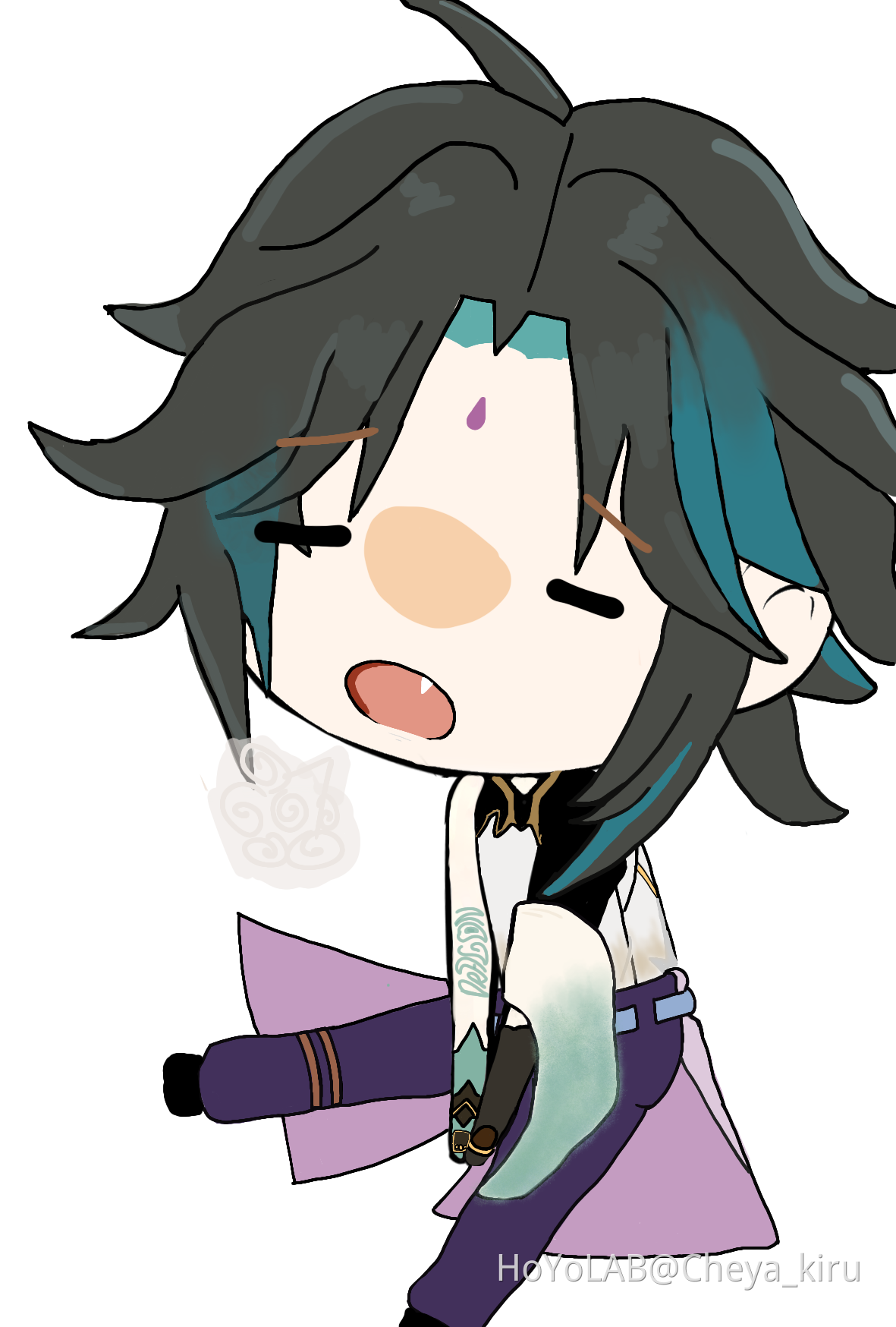 Baby Xiao after jumping. Genshin Impact | HoYoLAB