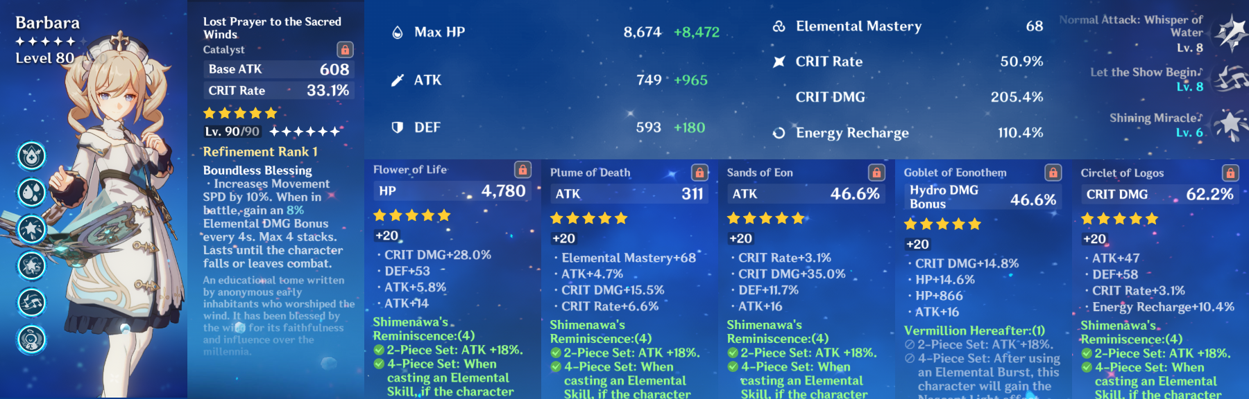 my (sub)dps barbara build Genshin Impact | HoYoLAB