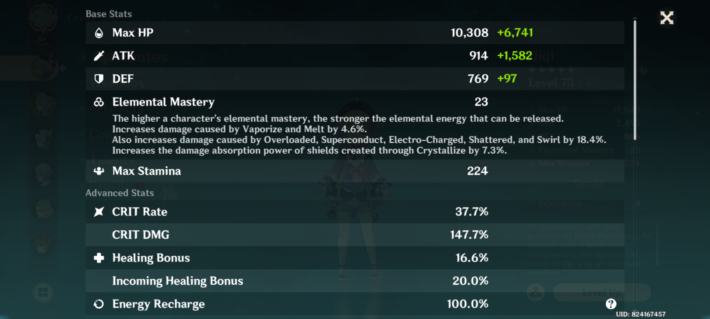 cryo flower drops and my qiqi stats Genshin Impact | HoYoLAB