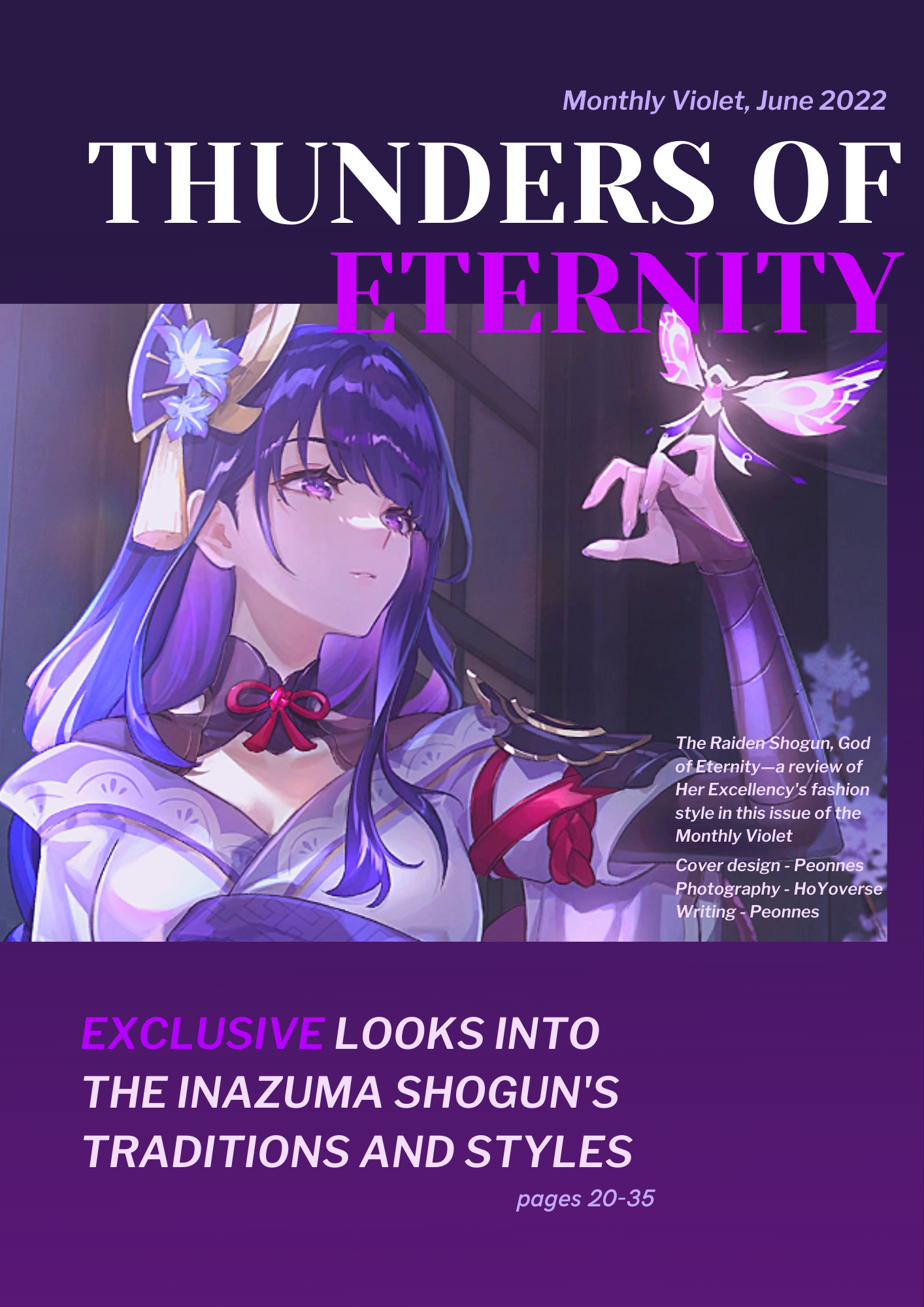 Monthly Violet: The Narukami Ogosho ⚡ Raiden Magazine Cover Genshin ...