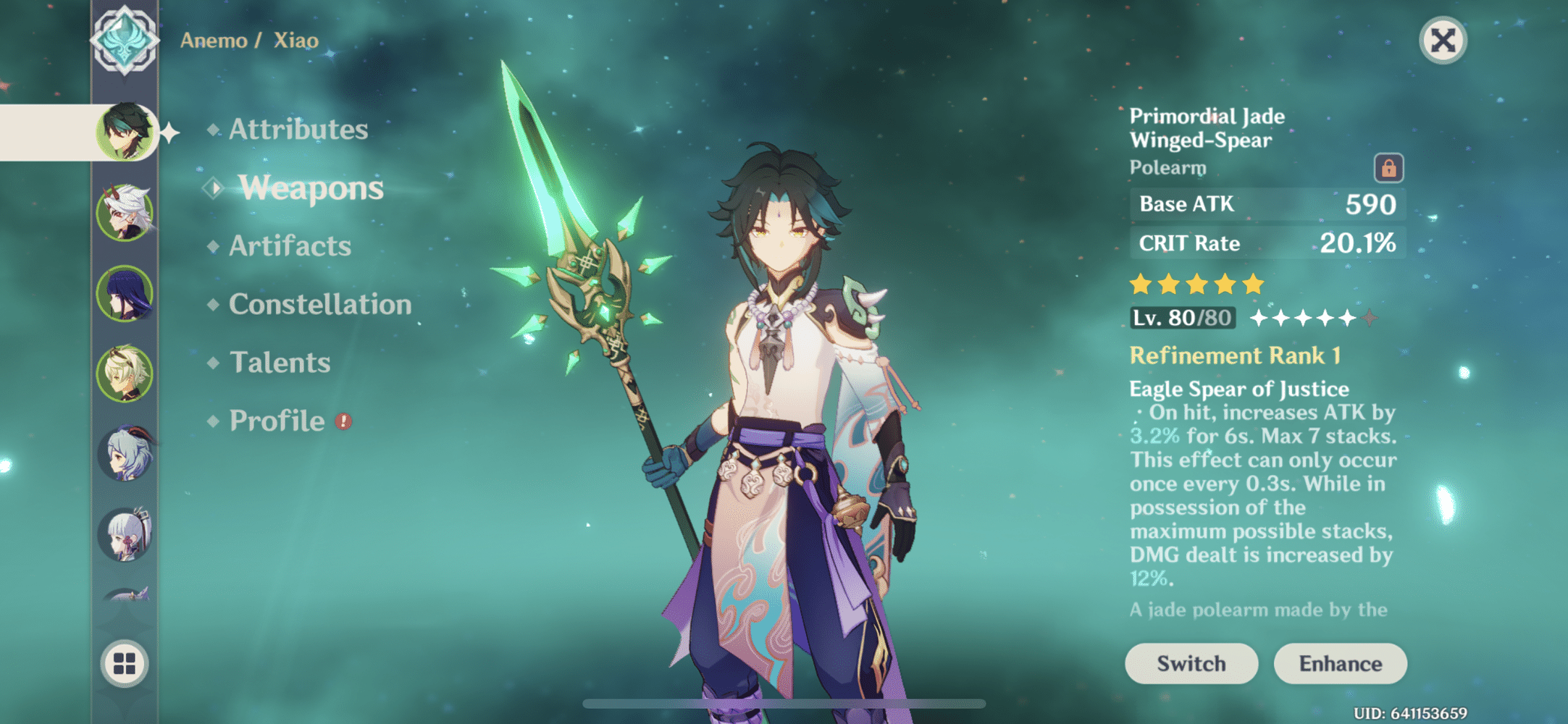 Just got done with my Xiao artifacts (until I get good enough ...