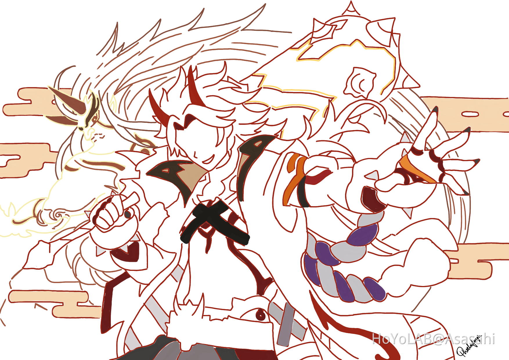 My outline of Itto Genshin Impact | HoYoLAB