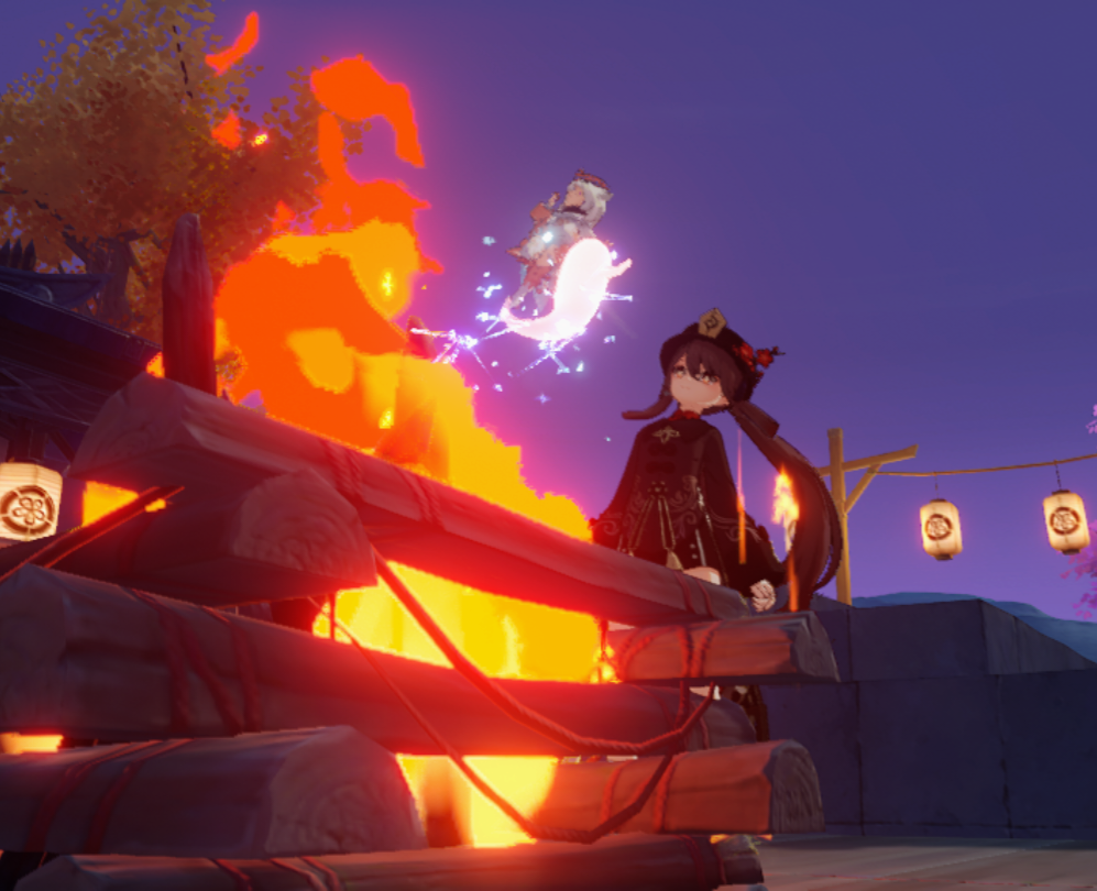 HuTao preparing a suspicious grilled flying lavender melon Genshin ...