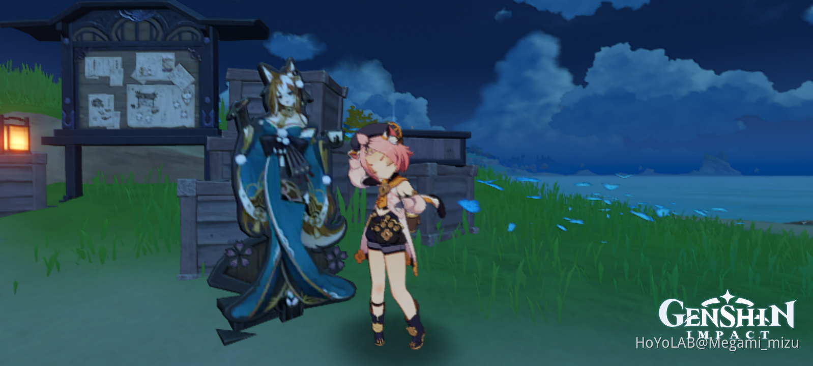Taking pics with Ms. Hina standee Genshin Impact | HoYoLAB