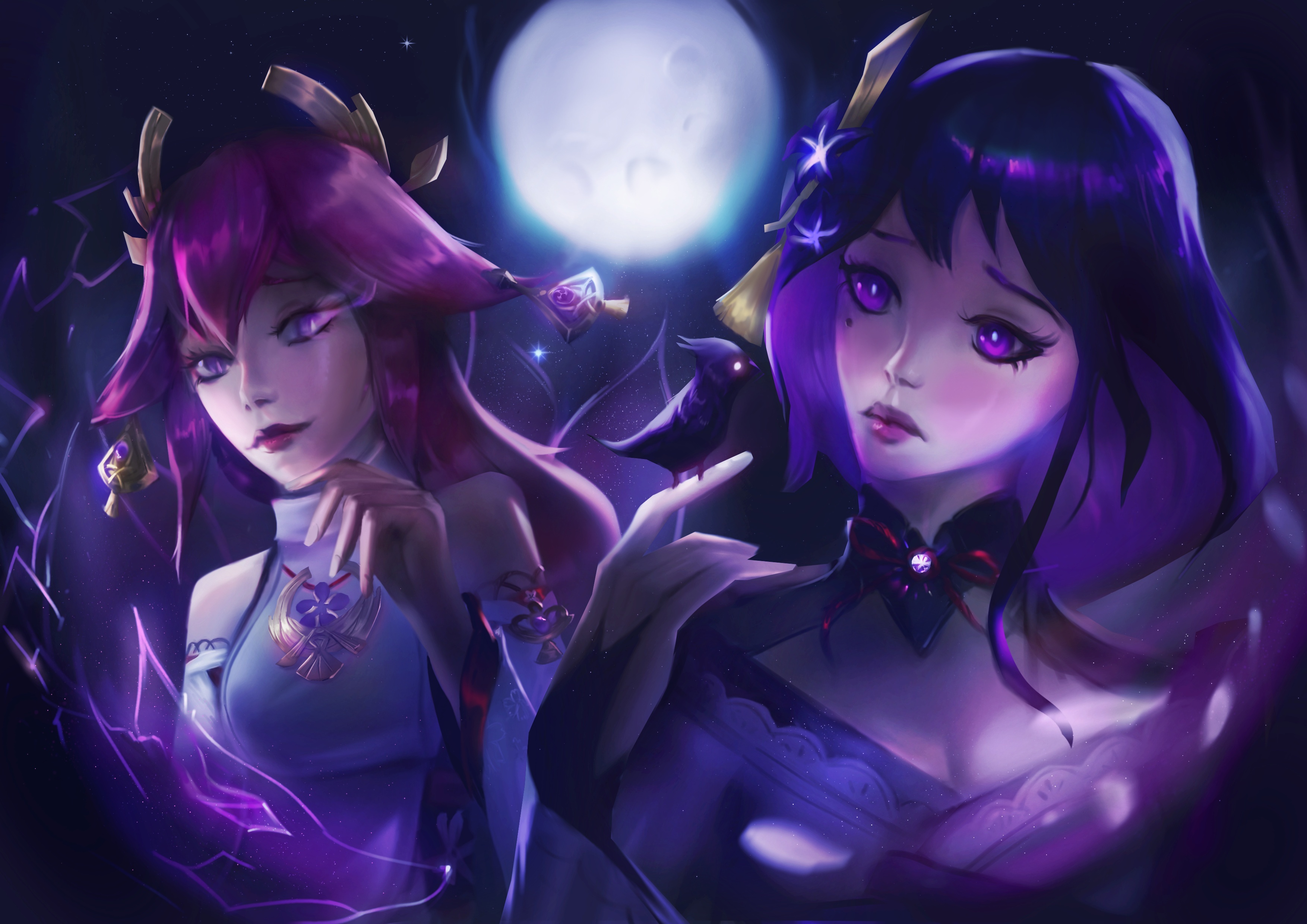 Yae Miko and Raiden Ei fanart Genshin Impact | HoYoLAB