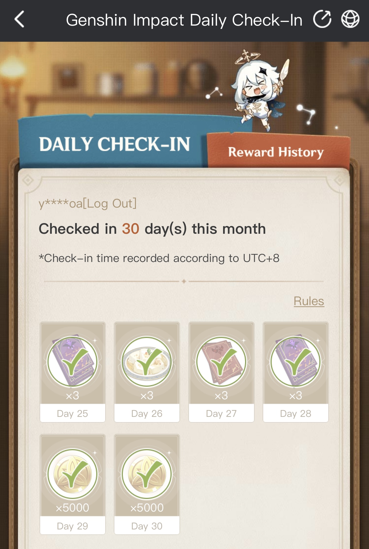 Complete daily check-in Genshin Impact | HoYoLAB
