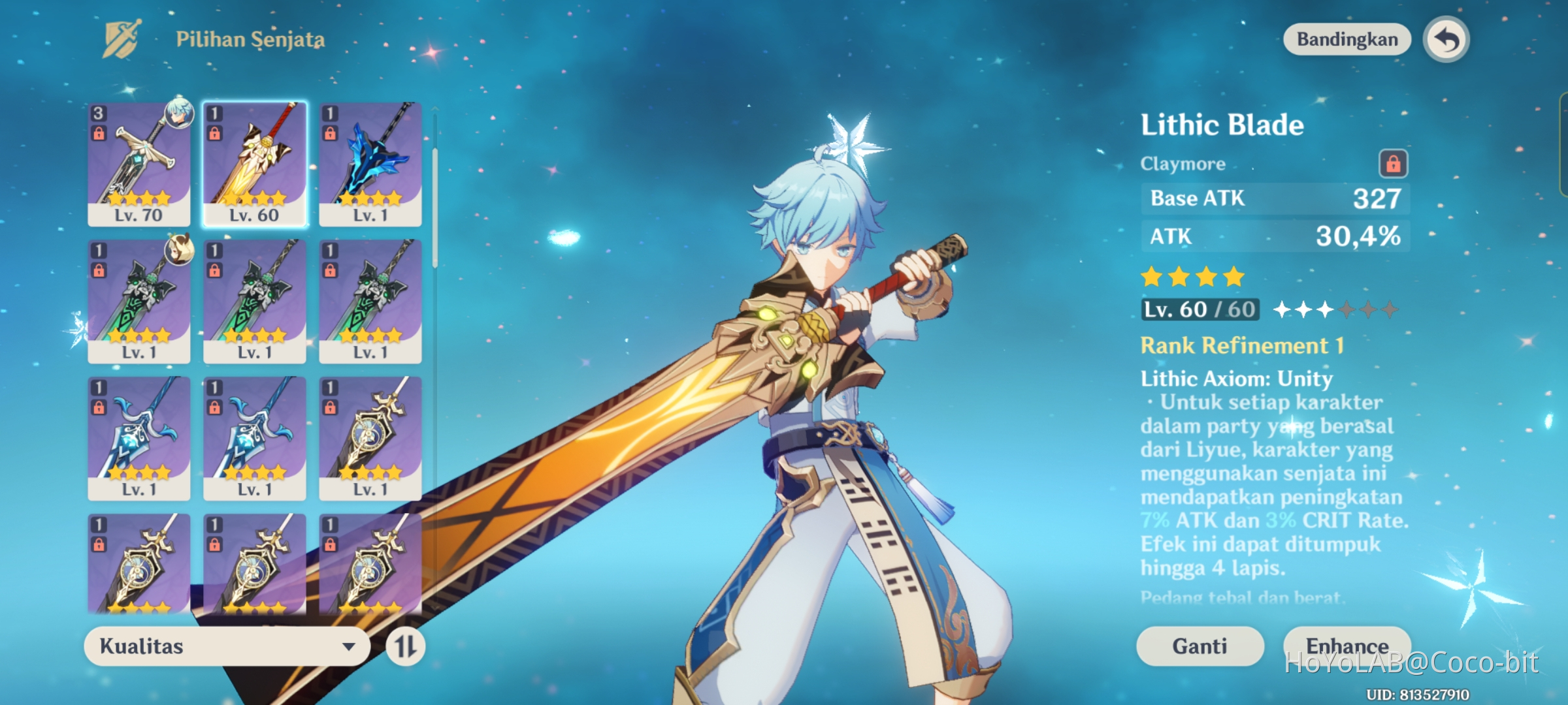 Lithic Blade untuk Chongyun 60/60 ke 80/80 Genshin Impact | HoYoLAB