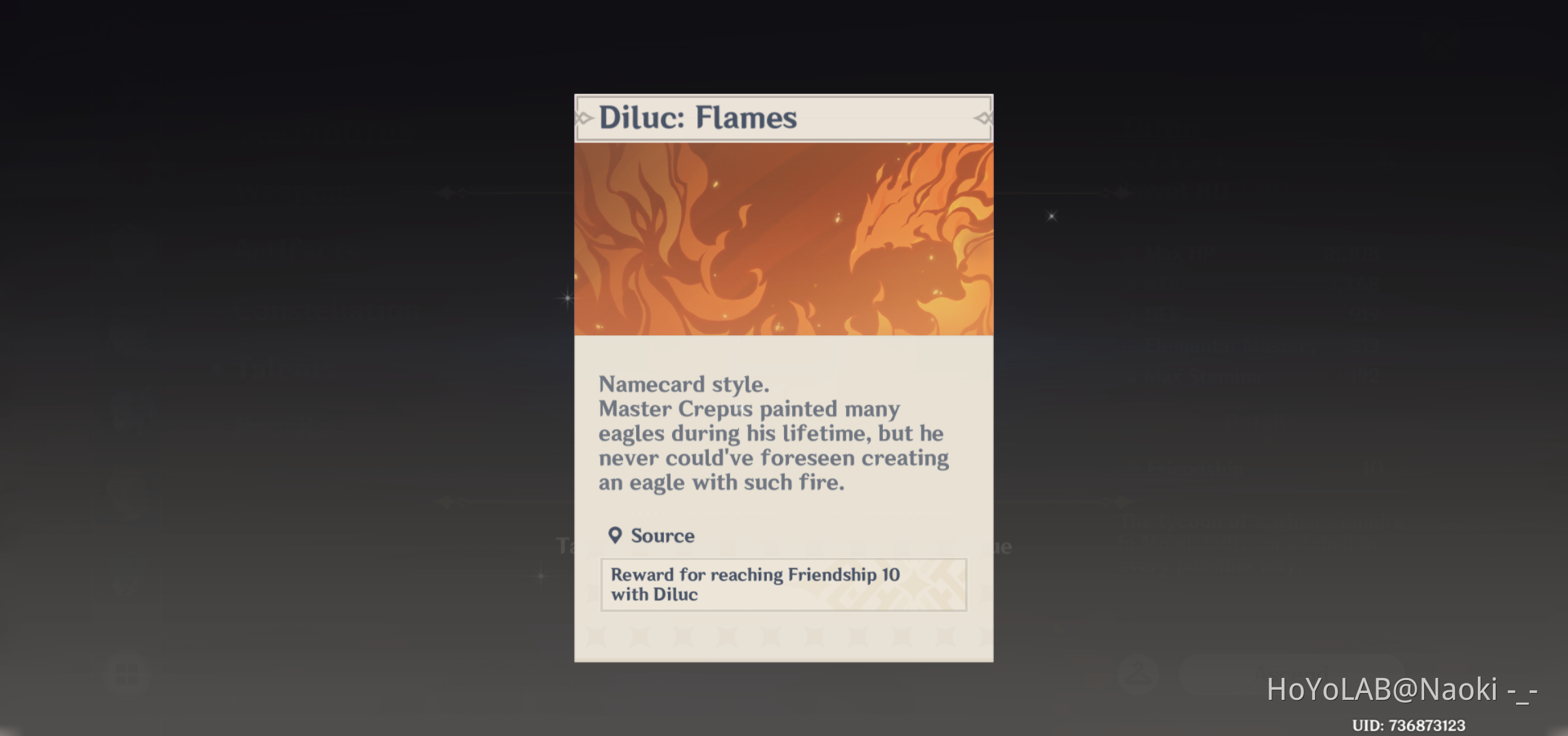 Diluc Namecard ! Genshin Impact | HoYoLAB