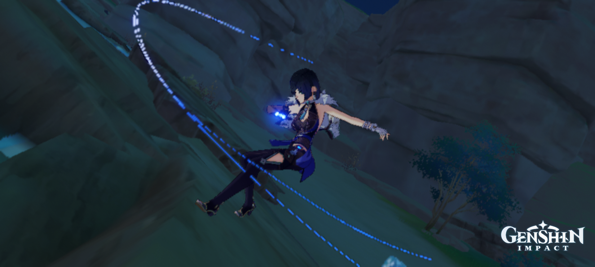 Yelan at the beach using her elemental skill Genshin Impact | HoYoLAB