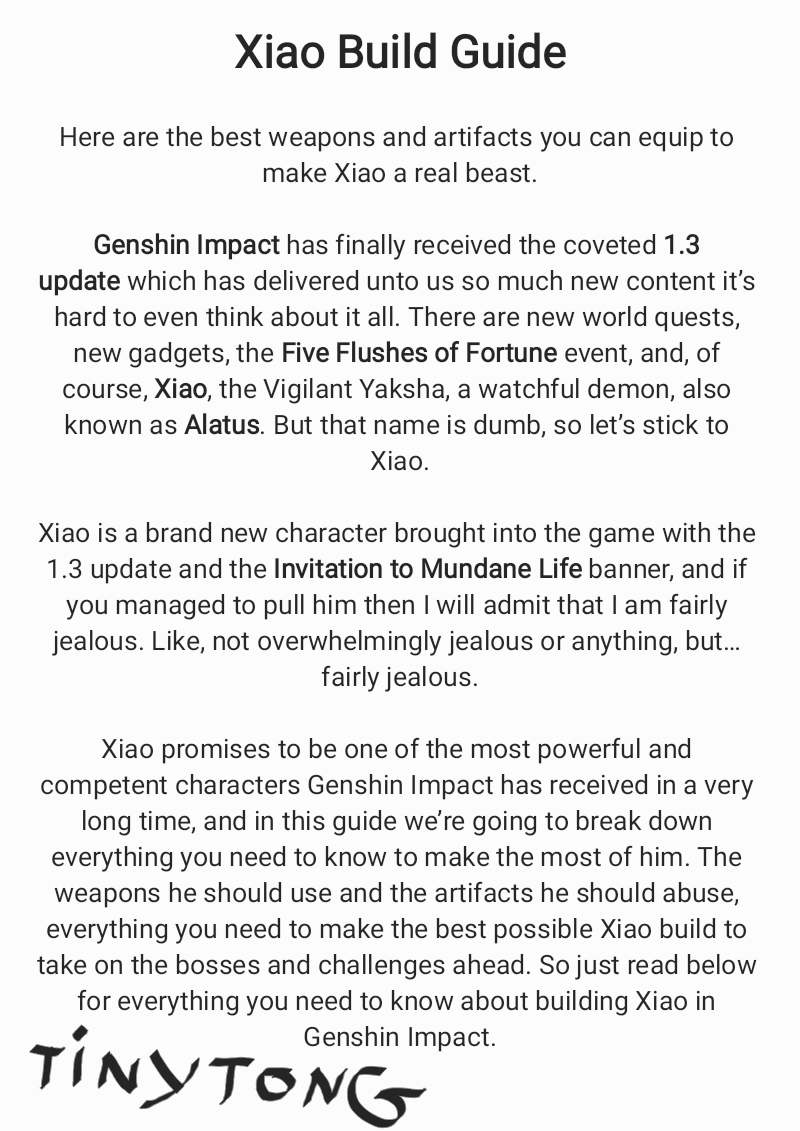 Xiao Build Guide Genshin Impact | HoYoLAB