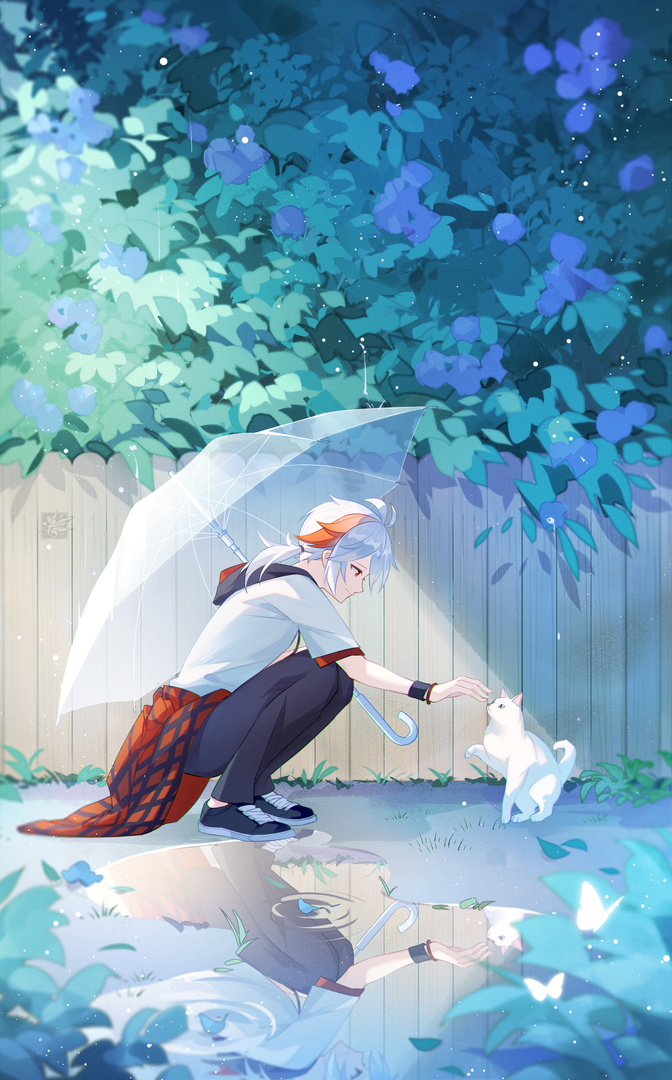 Kazuha with a cat 🤨 Genshin Impact | HoYoLAB