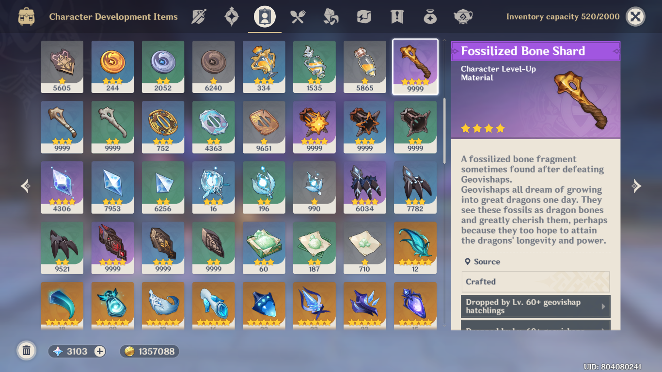 9999 Fossilized Bone Shard - Genshin Impact Genshin Impact | HoYoLAB