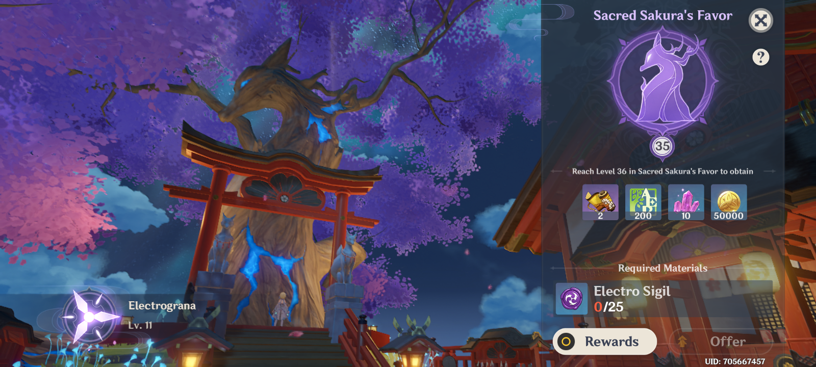 Sakura tree in narukami shrine at the narukami island in inazuma ...