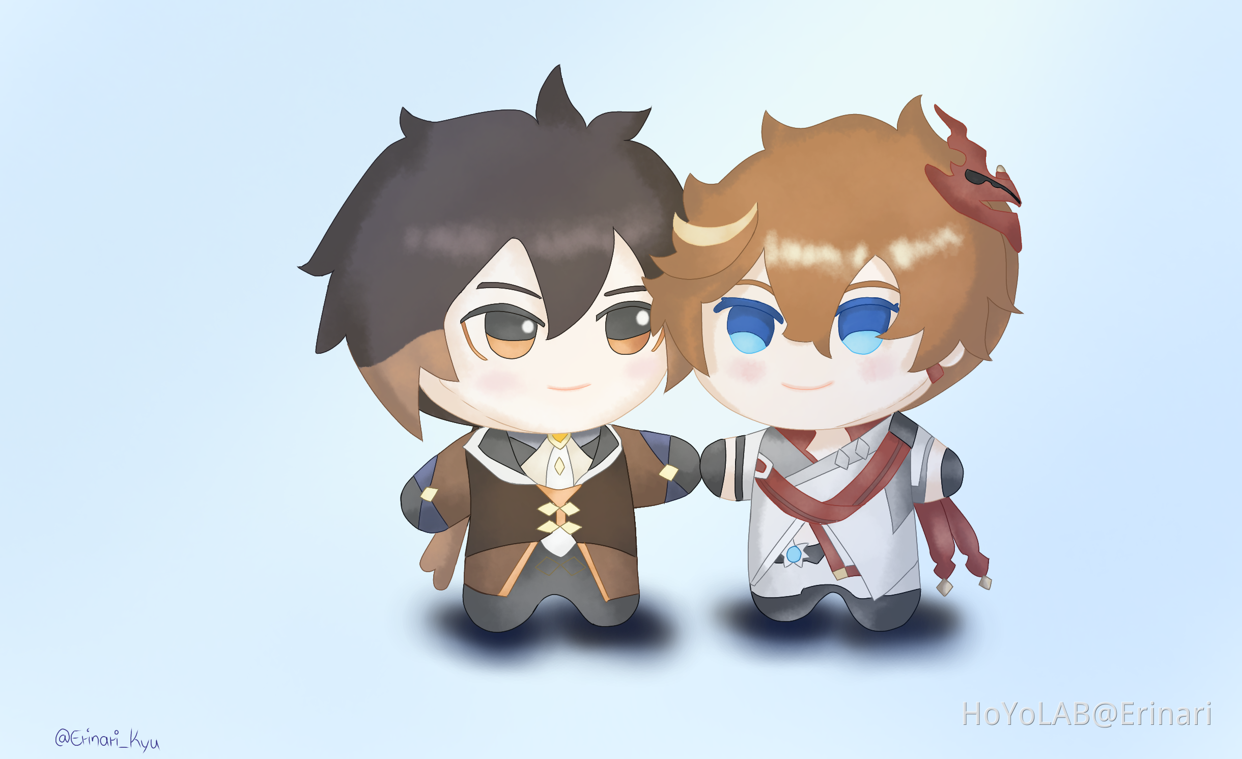 Nui Zhongli and Nui Childe holding hands Genshin Impact | HoYoLAB