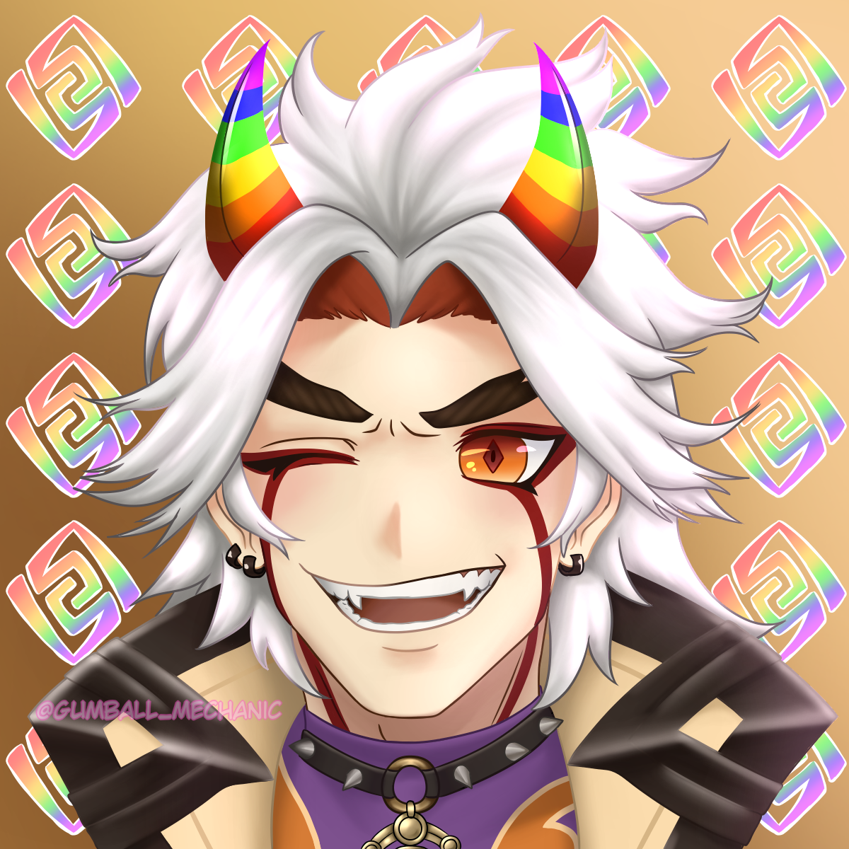 Didn't post it here but I drew Itto during pride month ^w^ Genshin ...