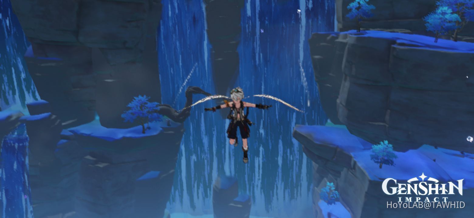 it's hard to see the biggest waterfall in it's entity. Genshin Impact ...