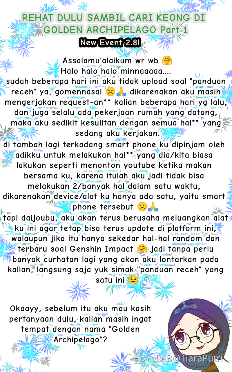 [Panduan v2.8] REHAT DULU, MAIN-MAIN DI GOLDEN ARCHIPELAGO SAMBIL NYARI KERANG BERHADIAH 😉🐚 # ...
