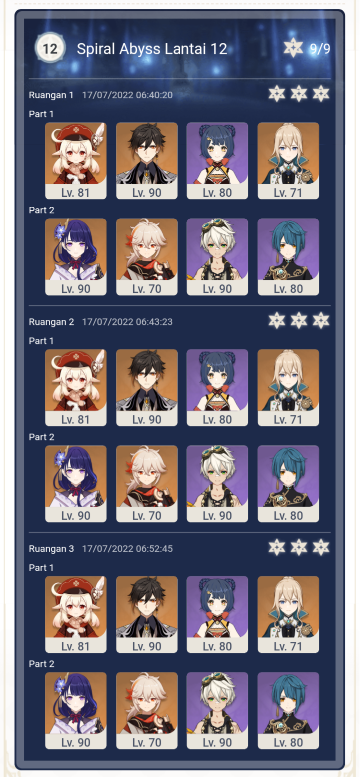 Spiral Abyss dengan karakter B5 Limited Banner 2.8 (Klee&Kazuha ...