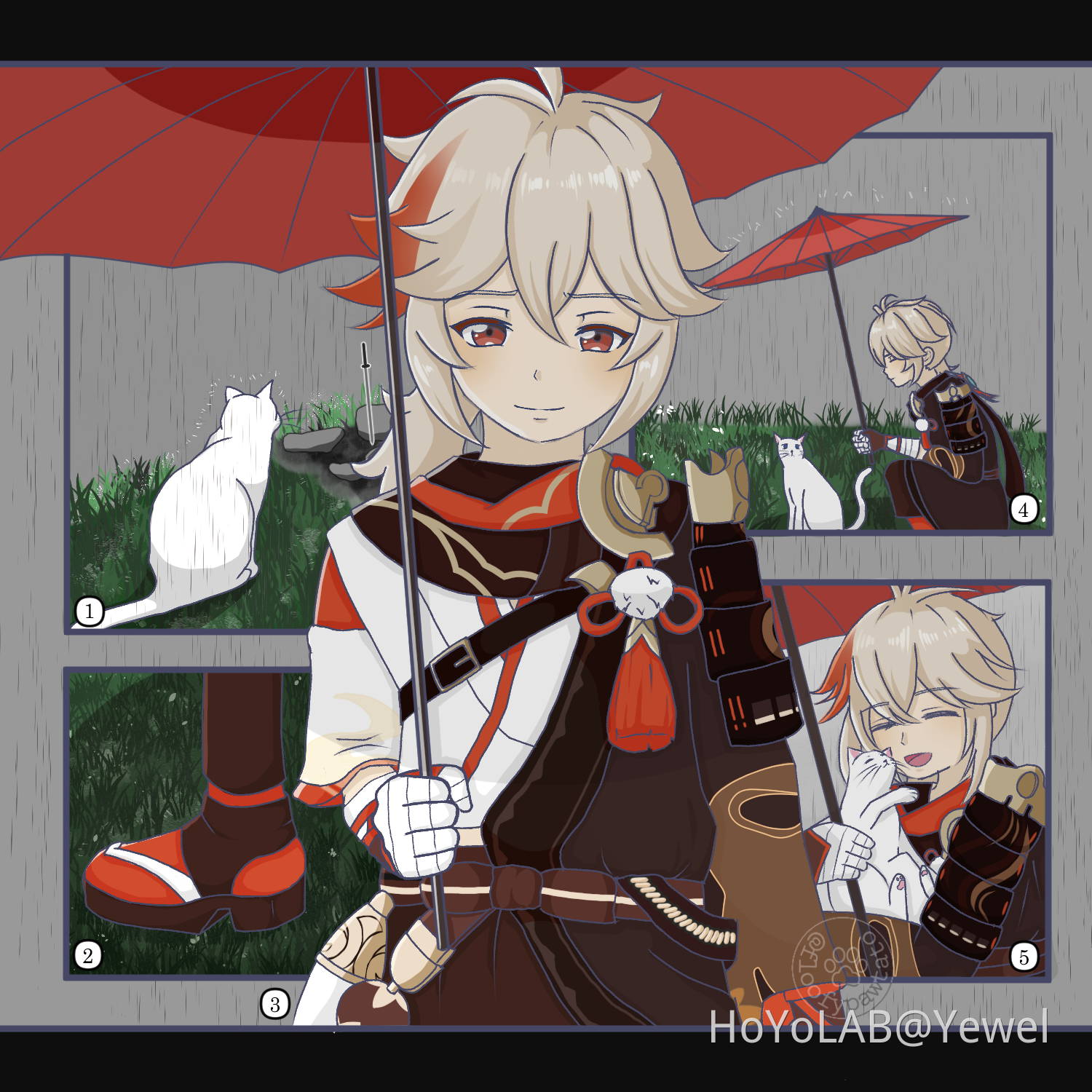 Kazuha with his friend's Cat | HoYoLAB