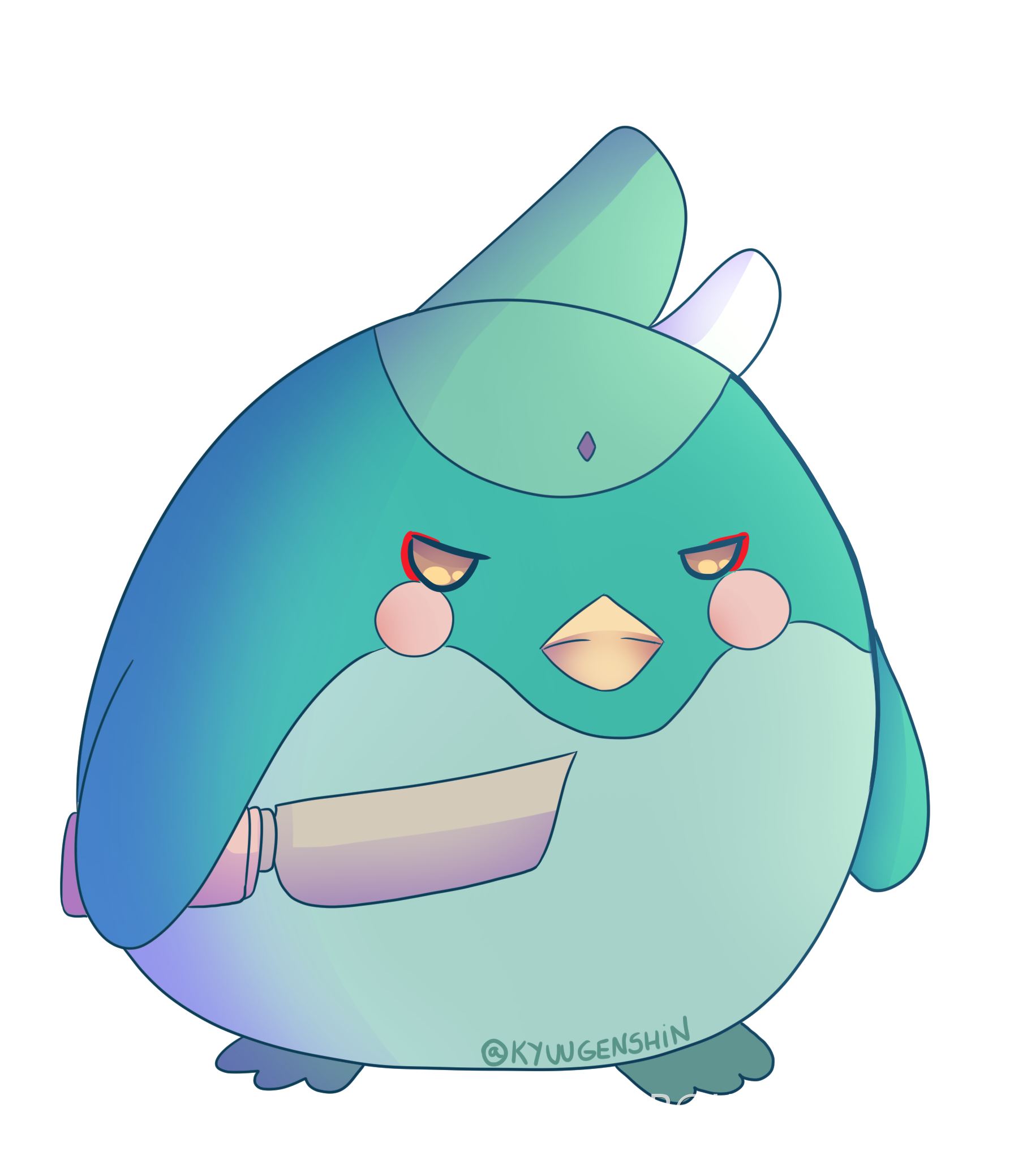 My wife asked me to draw bird Xiao with a knife, and then I did it ...