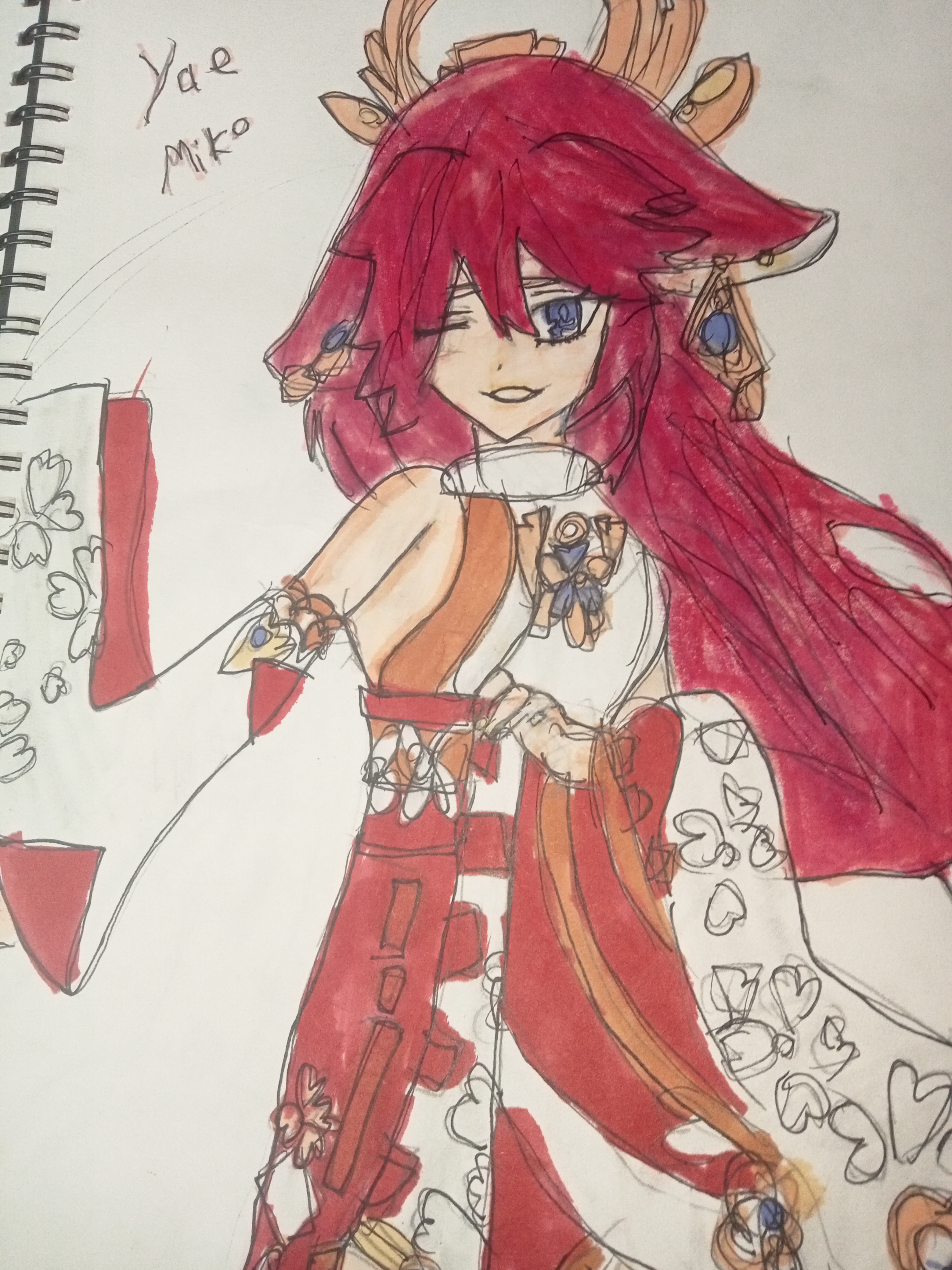 (Ik its bad) My Yae Miko drawing! Genshin Impact | HoYoLAB