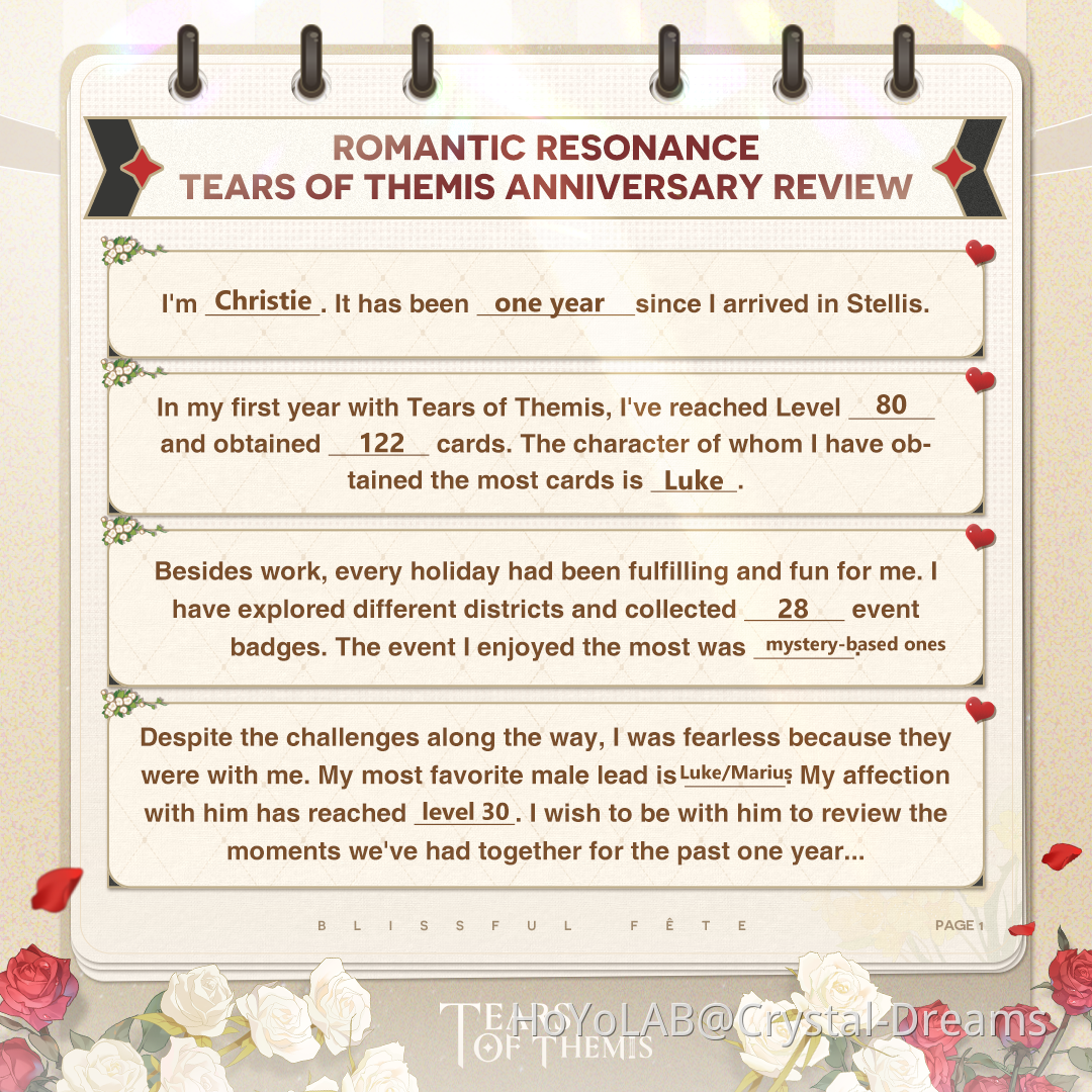 Romantic Resonance - Tears of Themis Anniversary Review Tears of Themis ...