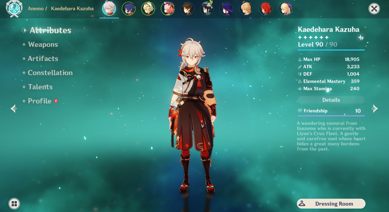 My Kazuha Stats :) Genshin Impact | HoYoLAB