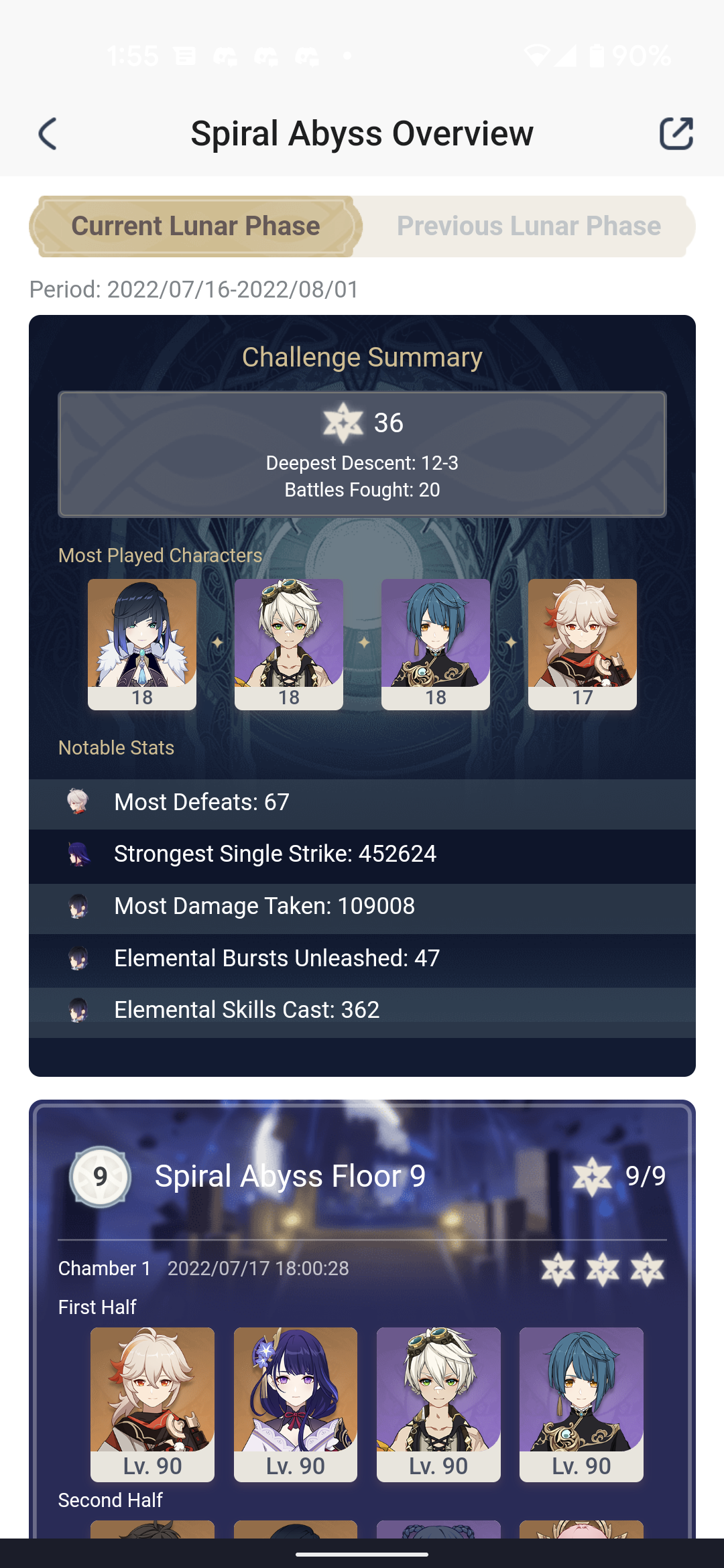 Abyss with same team comp Genshin Impact | HoYoLAB