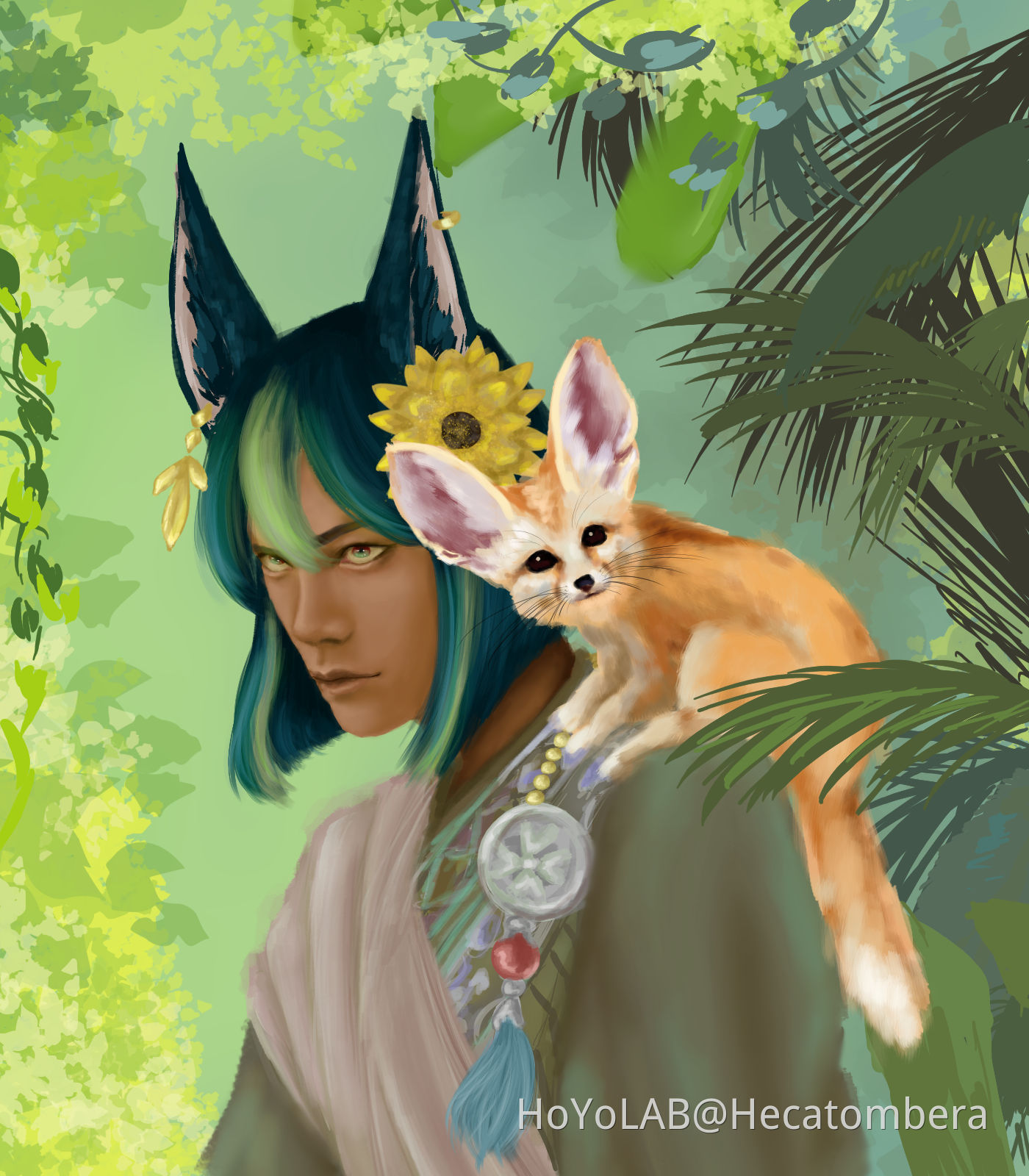 tighnari and his friend the fennek Genshin Impact | HoYoLAB