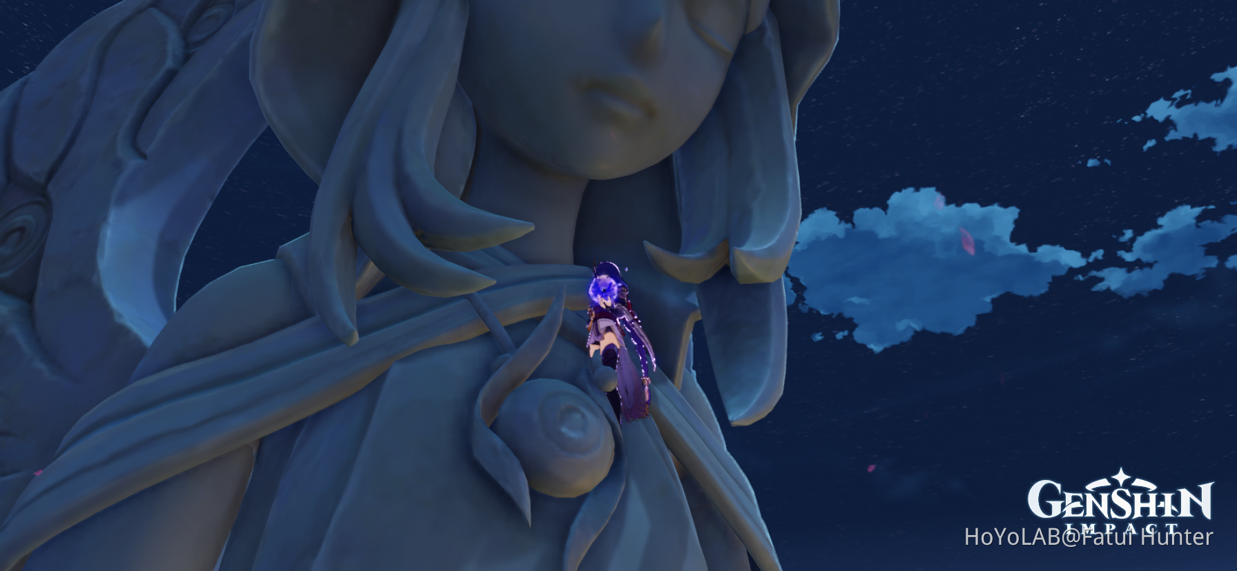 Raiden atop her statue Genshin Impact | HoYoLAB