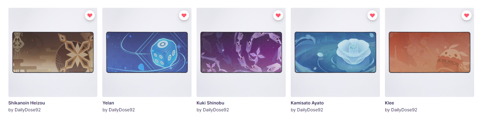 Additional Friendship Name cards Desk Mats etc: (Yelan, kuki, heizou ...