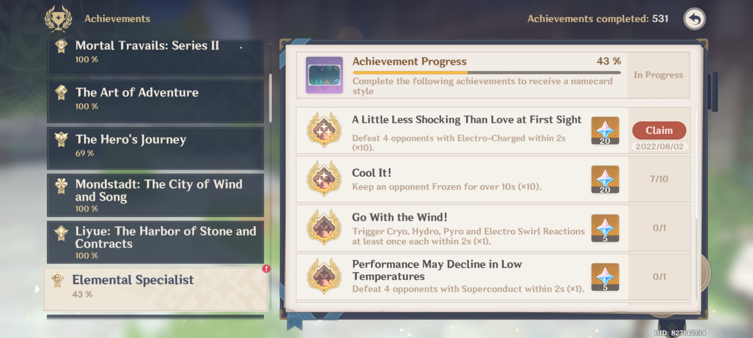 Achievement rewards | Genshin Impact | HoYoLAB