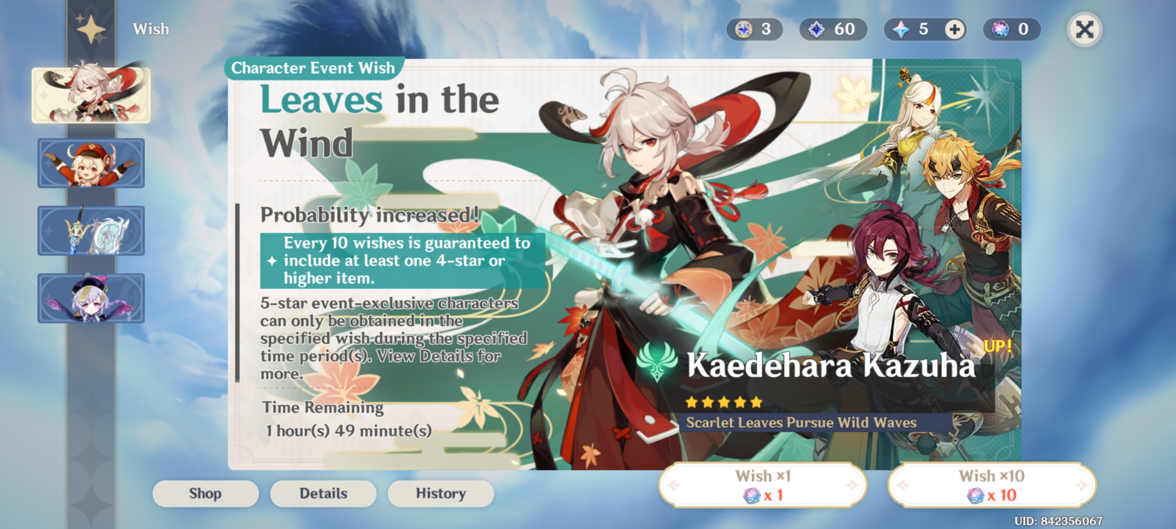 Time to goodbye to KAZUHA hoping he'll get an early rerun next time 😞 ...