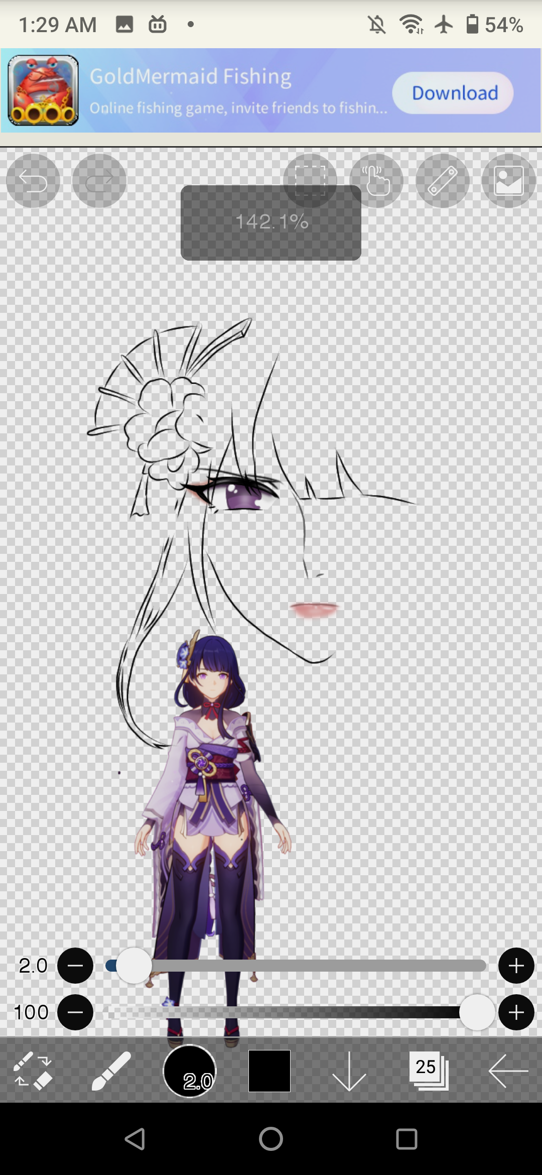Hello guys i am drawing my dream character raiden shogun she is so pretty i dont know if i can ...