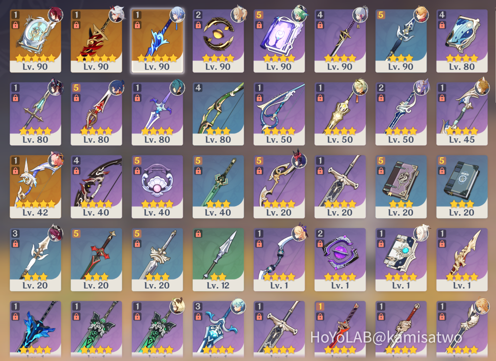 my weapons so far Genshin Impact | HoYoLAB