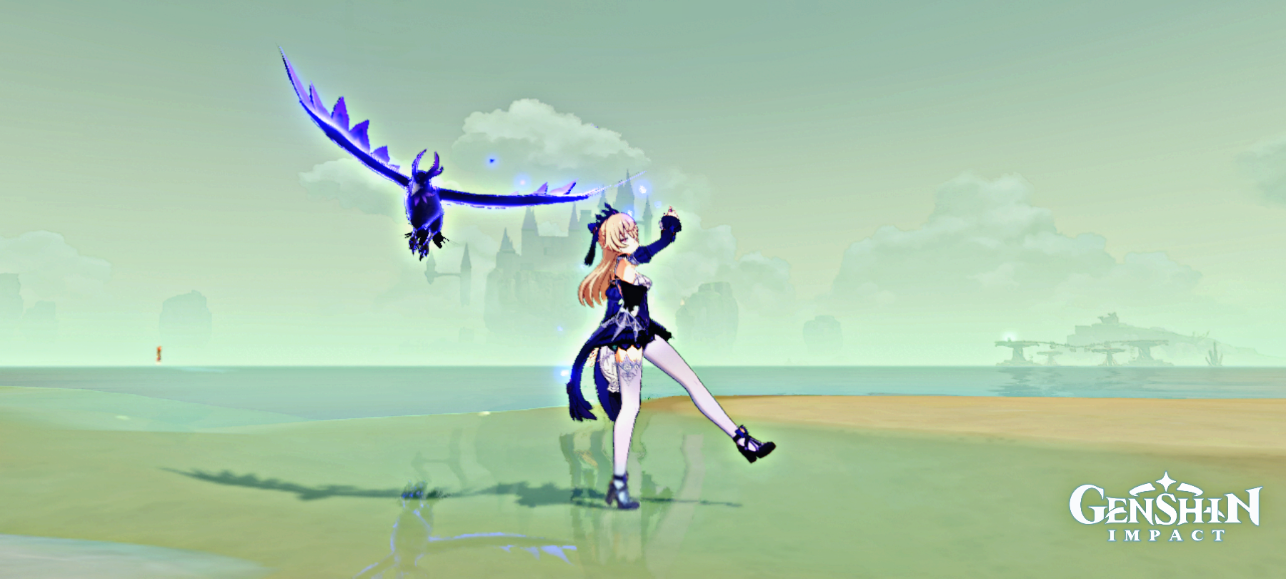 Fischl and Oz Infront of their castle Genshin Impact | HoYoLAB