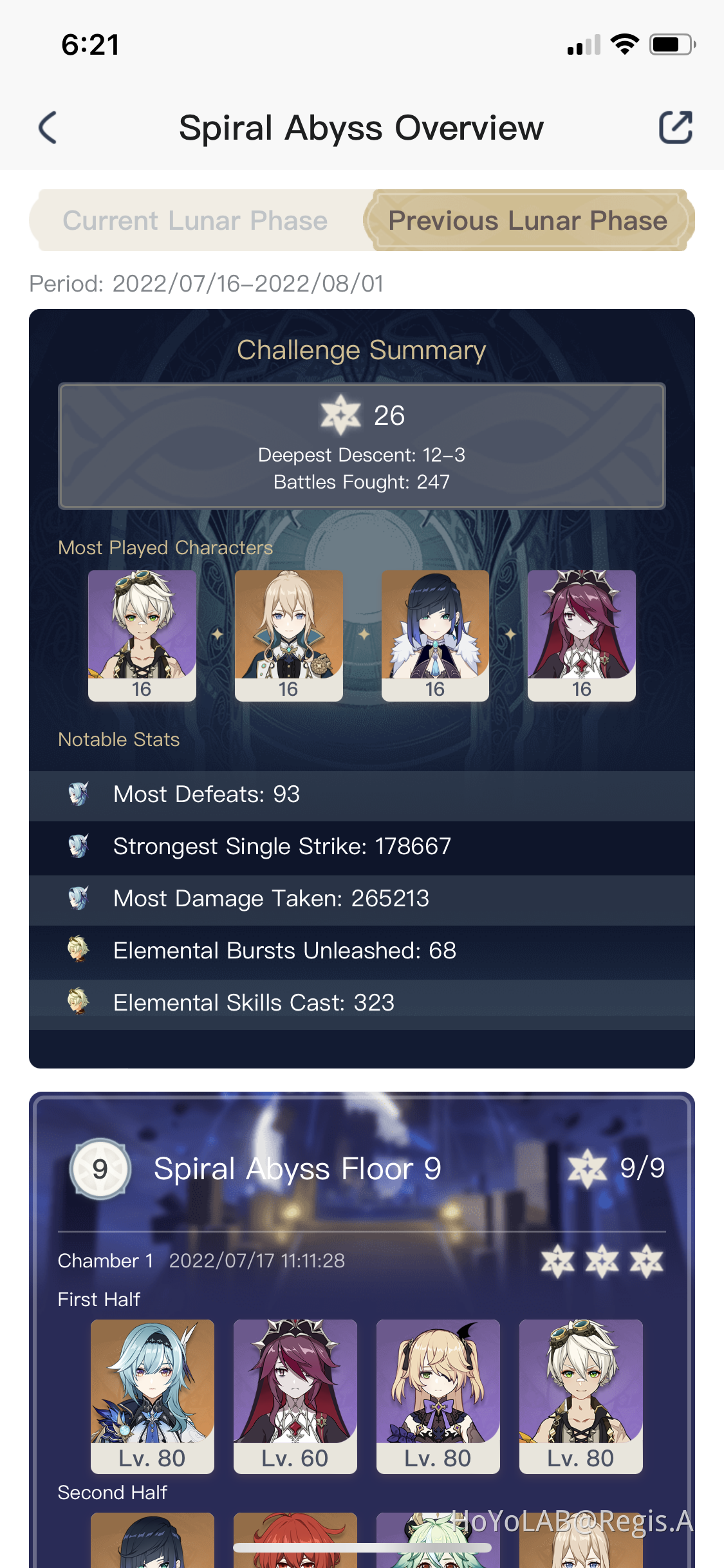 My Abyss data of previous cycle. Genshin Impact | HoYoLAB