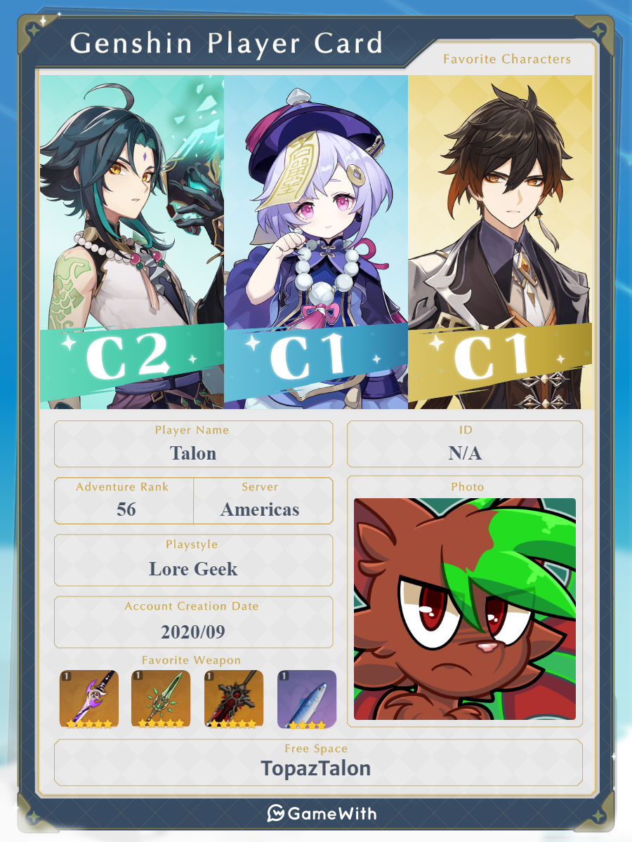 Genshin Player Card Genshin Impact | HoYoLAB