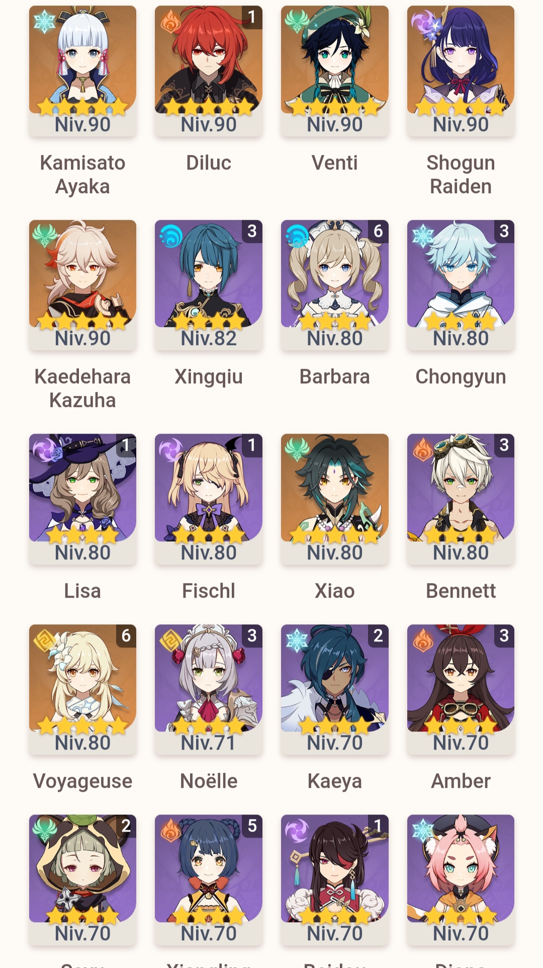 Mes personnages Genshin Impact | HoYoLAB